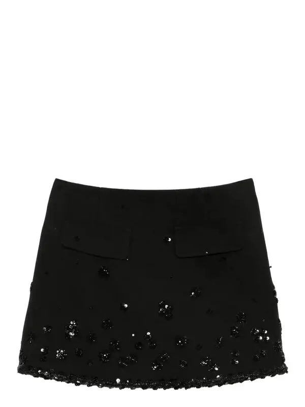 Maje Sequin-embellished Flap-pocket Skirt - Black