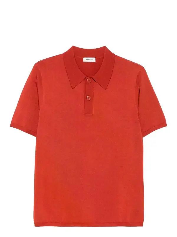 Sandro Fine-knit Polo Shirt - Orange