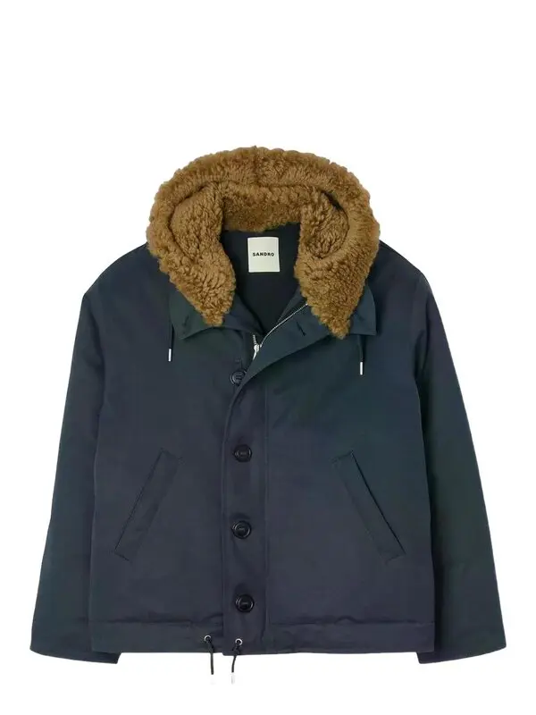 Sandro Fur-trim Button Jacket - Blue