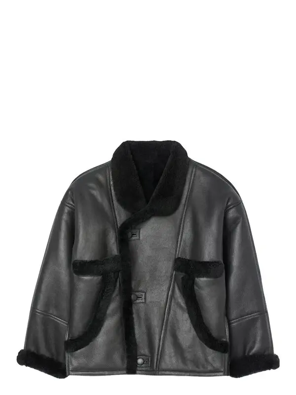 Sandro Leather Coat - Black