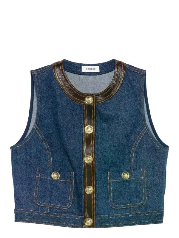 Sandro Denim Gilet - Blue