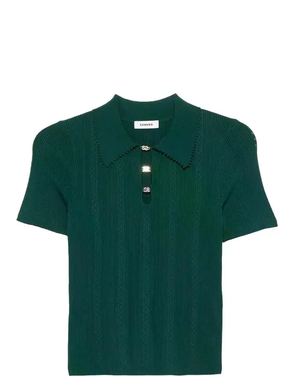 Sandro Jersey Polo Top - Green