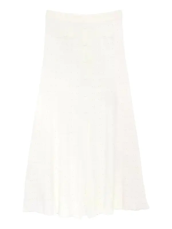 Sandro Flared Midi Skirt With Front Buttons - White