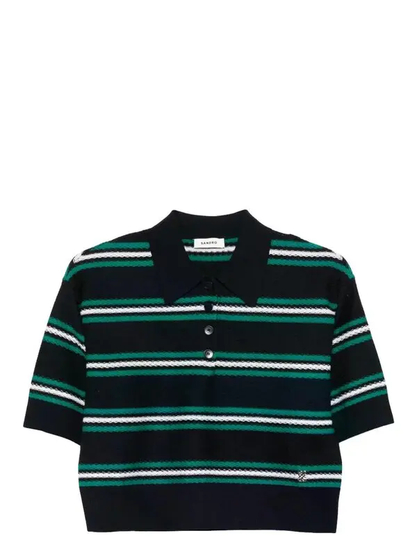 Sandro Striped Polo Top - Blue
