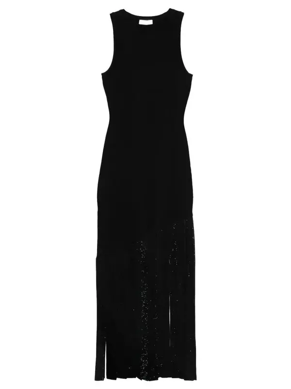 Sandro Embellished Fringe Maxi Dress - Black