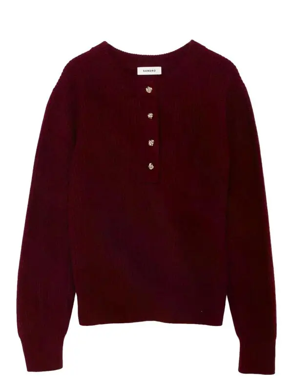 Sandro Ribbed Button-embellished Sweater - Red