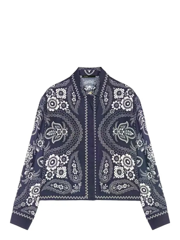 Maje Printed Long Sleeve Shirt - Blue