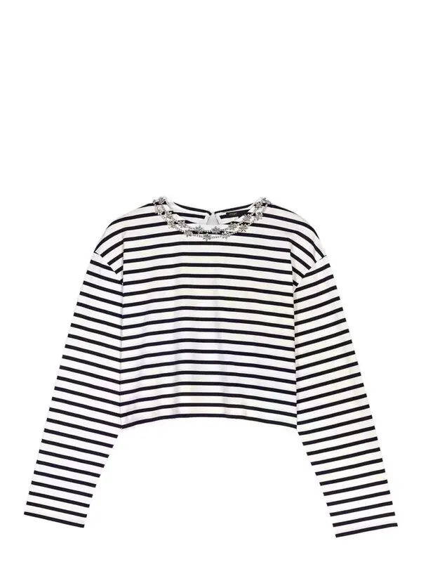 Maje Striped Long-sleeved T-shirt - White