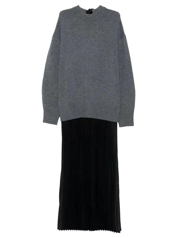 Maje Pleated Sweater Dress - Grey