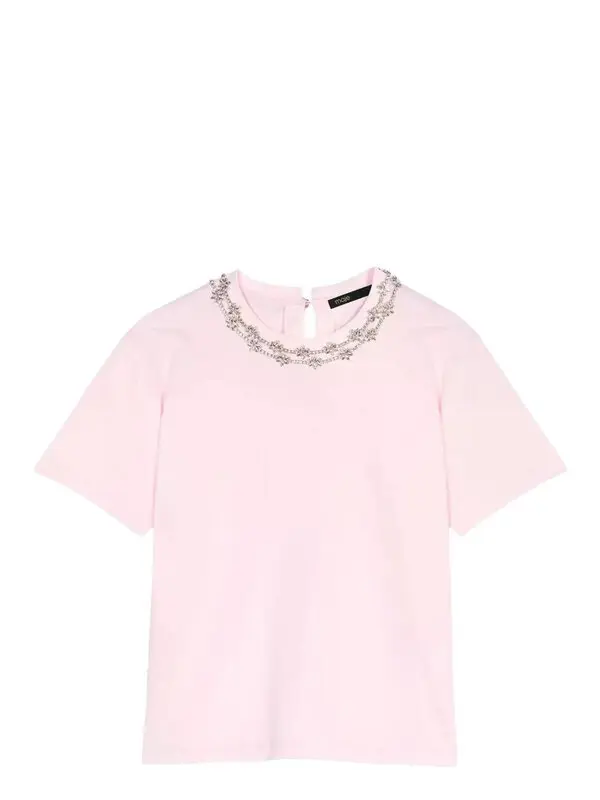 Maje Short-sleeve Jewel Neck T-shirt - Pink
