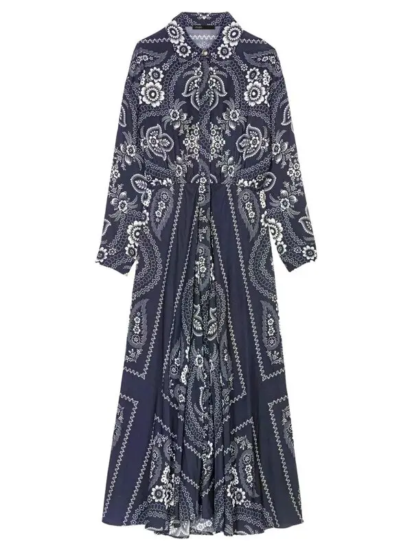 Maje Bandana-print Maxi Dress - Blue