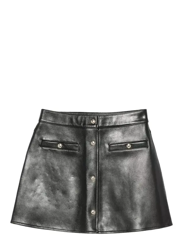 Maje Button-fastening Leather A-line Skirt - Black