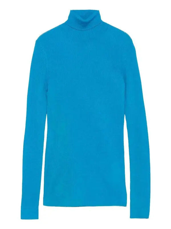 Maje Roll-neck Ribbed Top - Blue