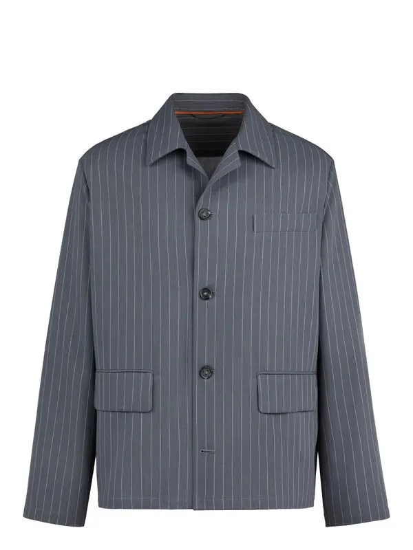 TOD'S Overshirt In Pinstripe Wool - Grey
