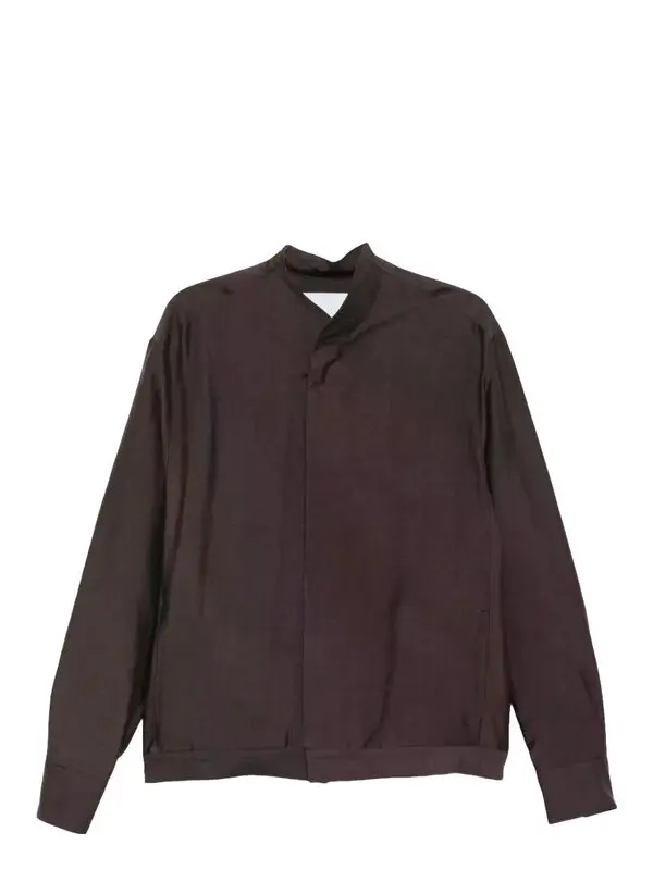 COSTUMEIN Base Otax Buttoned Collarless Shirt - Brown