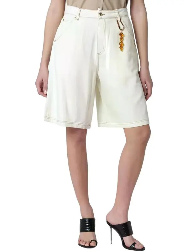DARKPARK Contrast-stitch Denim Shorts - Neutrals