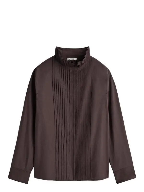 Cos Pintucked Cotton Blouse - Brown