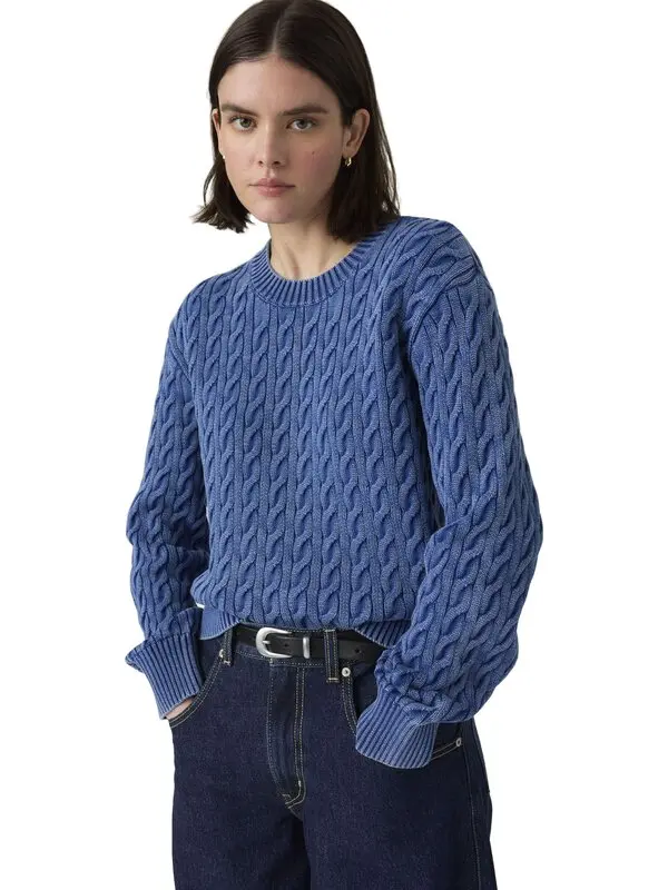 LEVI'S Boyfriend Cable Crewneck Pullover - Indigo Blue