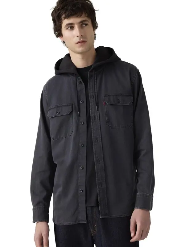 LEVI'S Hooded Classic Worker Shirt - Abner Washed Black