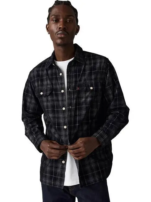 LEVI'S Jackson Worker Corduroy Overshirt - Huxley Plaid Jet Black