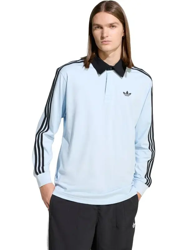 Adidas 3-stripes Rugby Longsleeve Polo - Crystal Sky