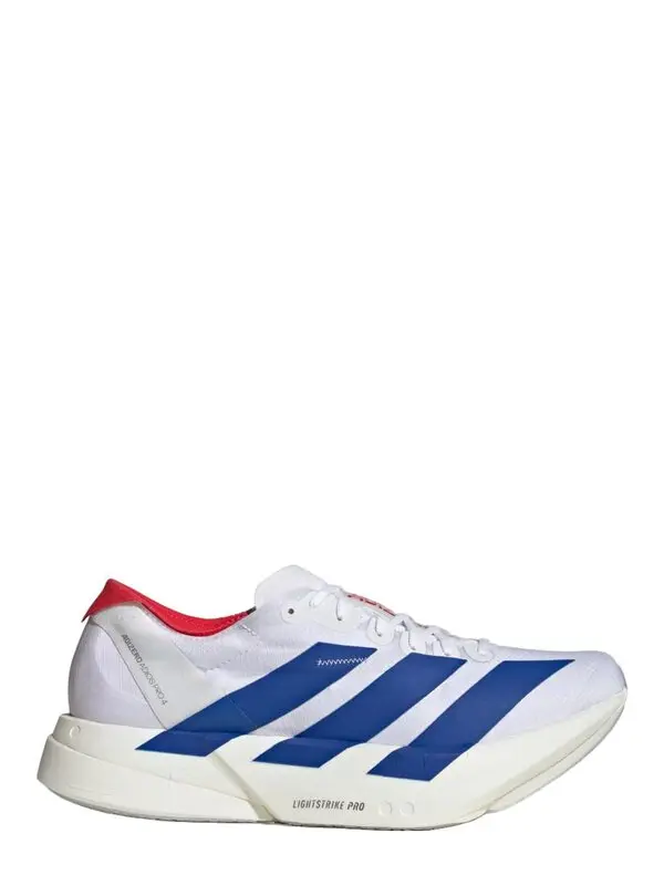 Adidas Adizero Adios Pro 4 Athletic Sneakers - Cloud White / Royal Blue / Pure Ruby