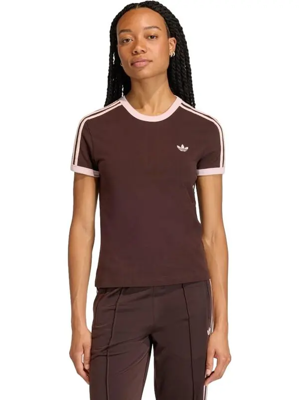 Adidas 3-stripes Slim Tee - Aurora Coffee / Sandy Pink