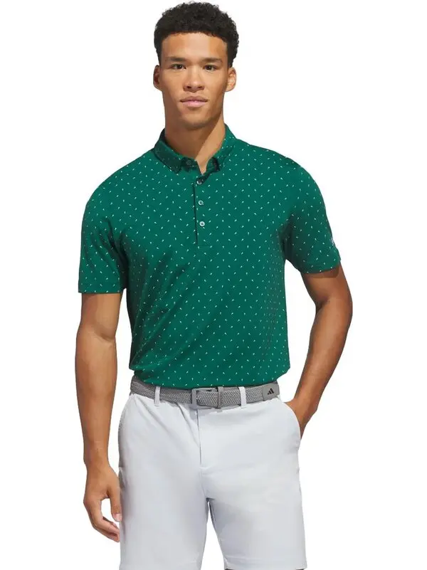 Adidas Ultimate365+ Micro Print Polo Shirt - Collegiate Green / White