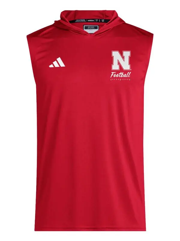 Adidas Nebraska Cornhuskers D4t Sleeveless Hoodie - Team Power Red / White / Multi