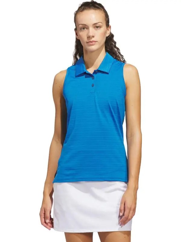 Adidas Ultimate365 Jacquard Sleeveless Polo Shirt - Lucid Ray Blue