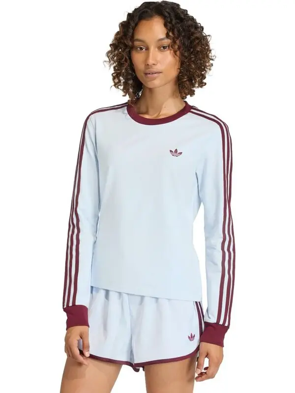 Adidas 3-stripes Long Sleeve T-shirt - Crystal Sky / Maroon