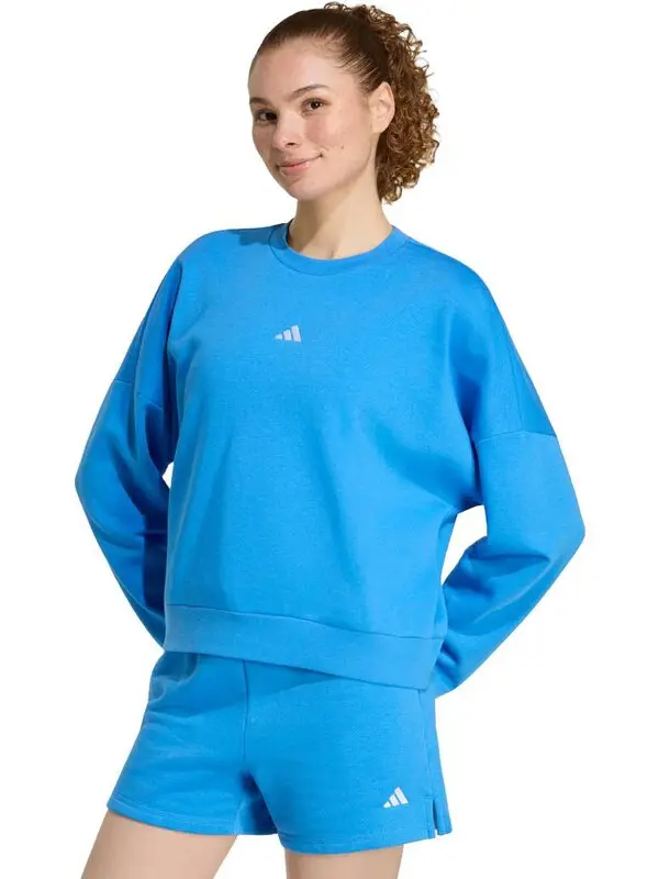 Adidas Essentials Small Logo Feelcozy Sweatshirt - Ray Blue / White
