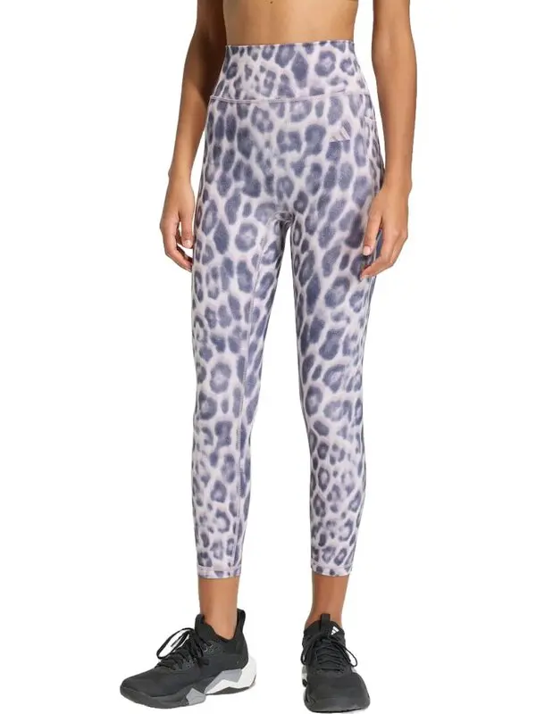 Adidas Optime Essentials Workout Leopard 7/8 Leggings - Ice Purple / Shadow Navy