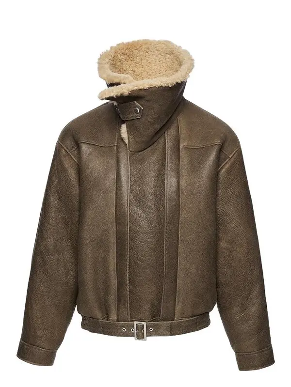 Magda Butrym Shearling Aviator Jacket - Brown