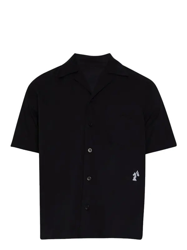 Rhude Camp Collar Logo Shirt And White - Black
