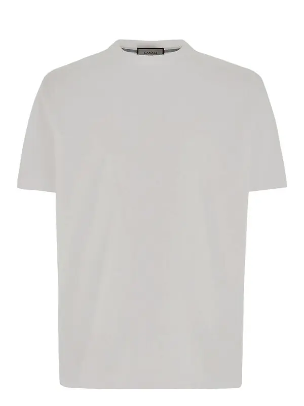 Canali Lisle Cotton T-shirt With Double Collar - White