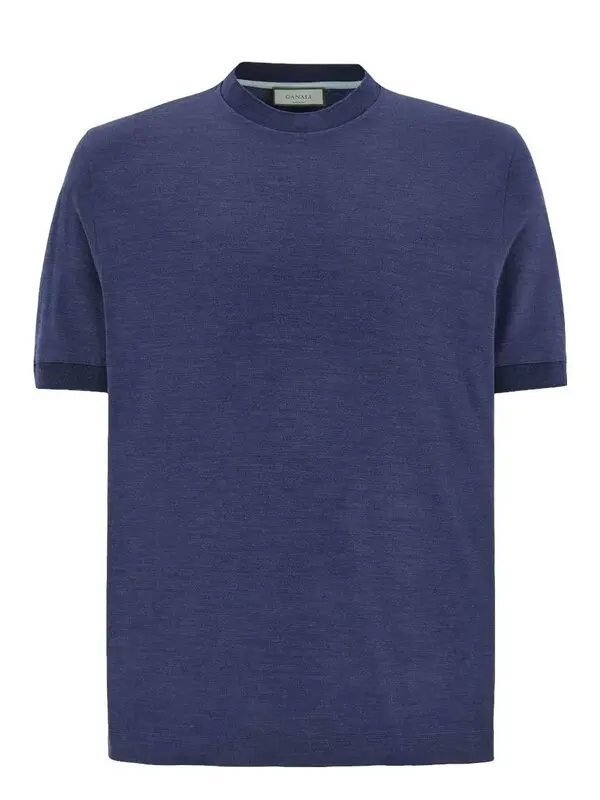Canali Impeccabile Super 120's Melange Wool T-shirt - Blue