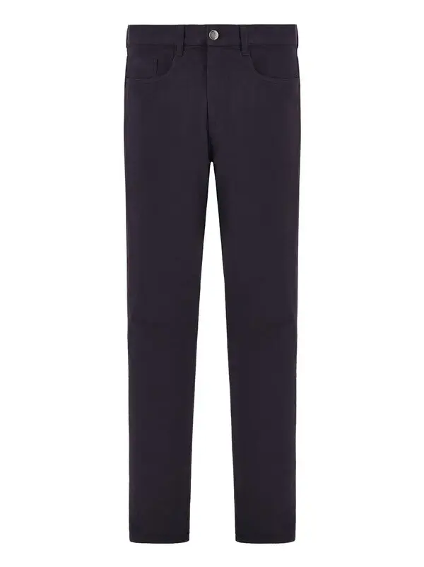 Canali Five Pocket Cotton Microtwill Pants - Blue