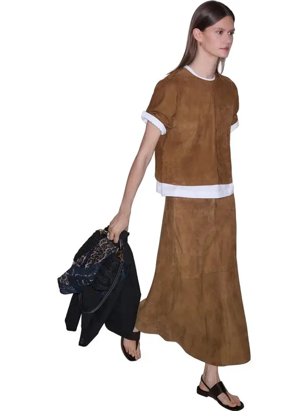 ME+EM Luxe A-line Maxi Skirt - Cigaro Brown