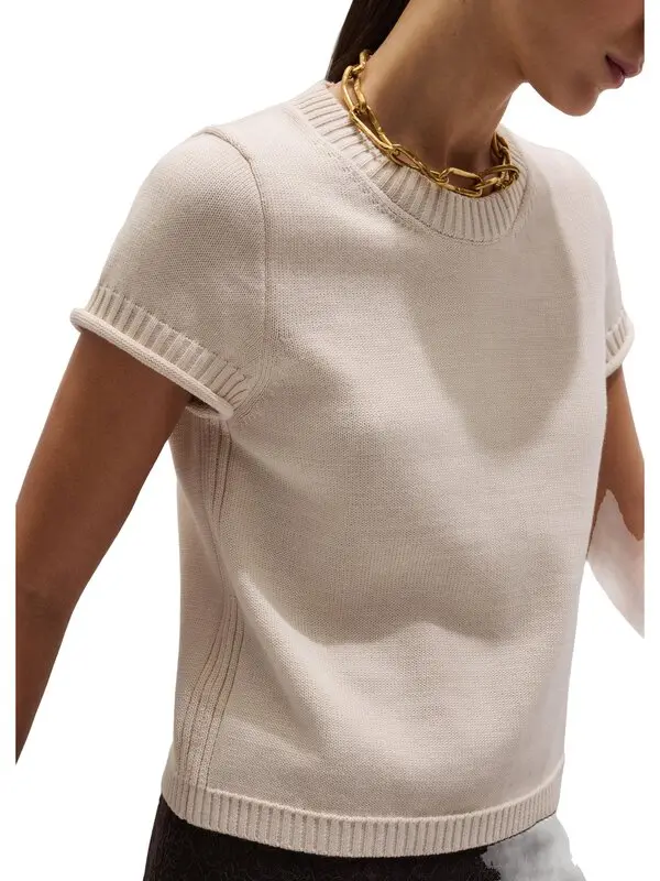 ME+EM Shrunken Straight Knit Baby Tee - Vanilla