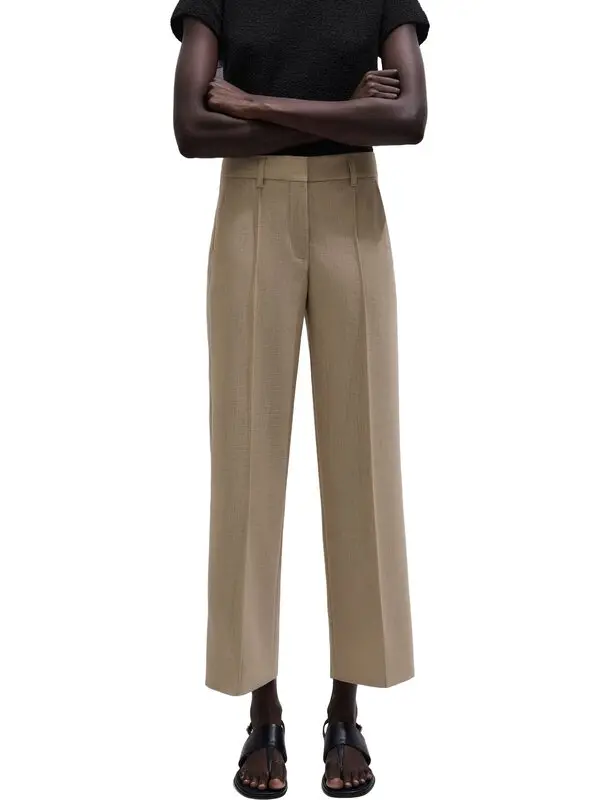 ME+EM Tailored Straight Crop Trousers - Sand