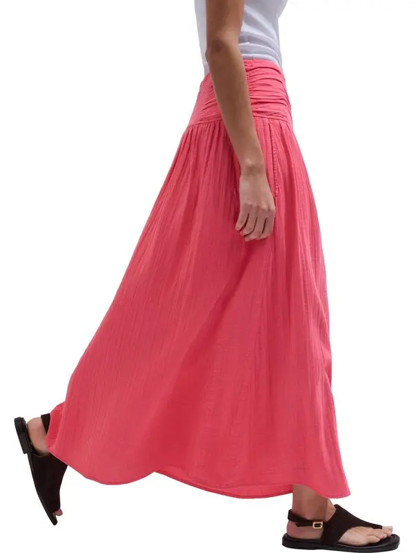 ME+EM Cheesecloth Maxi Skirt - Candy Coral