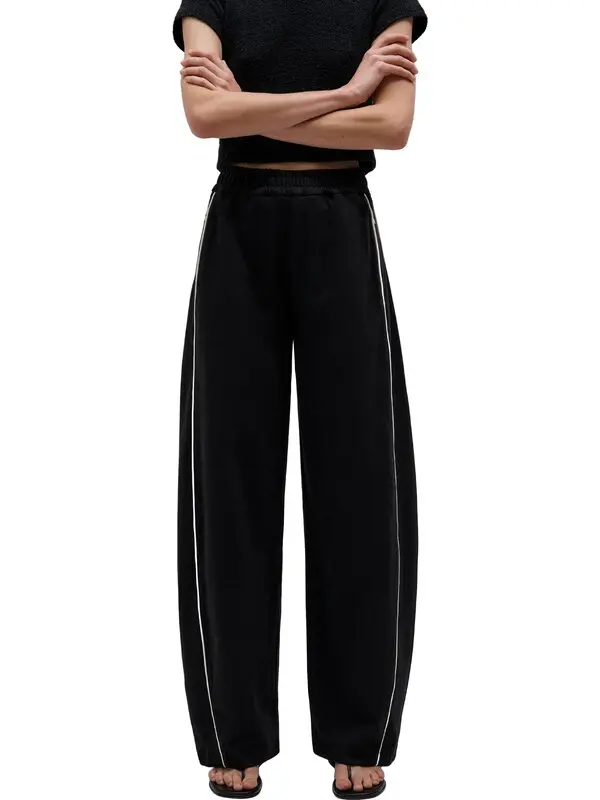 ME+EM Wide Barrel-leg Track Pant - Black/light Cream
