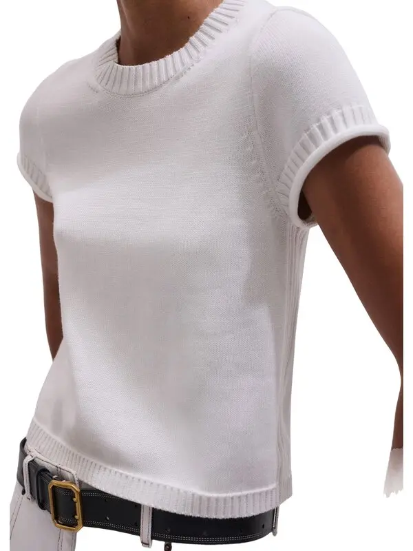 ME+EM Shrunken Straight Knit Baby Tee - Fresh White