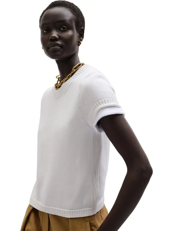 ME+EM Shrunken Straight Knit Baby Tee - Fresh White