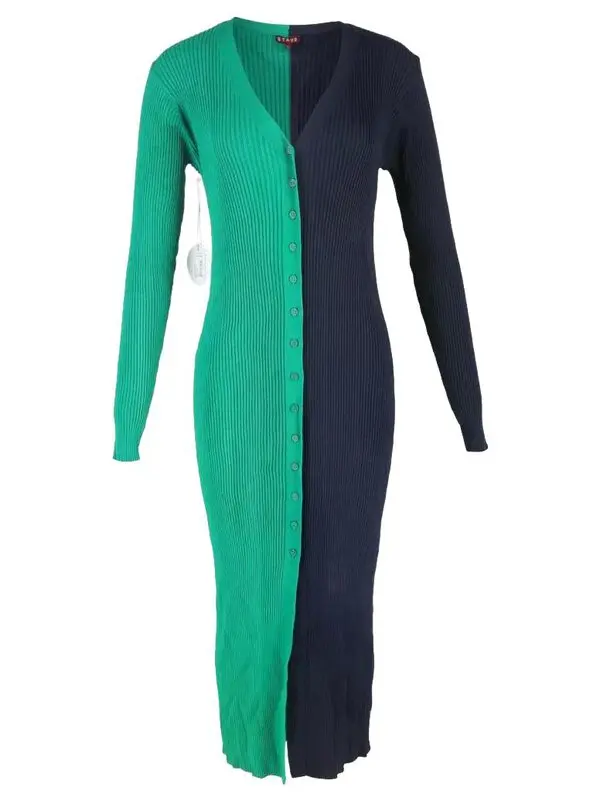 Staud Shoko Colorblocked V-neck Midi Dress - Multicolour