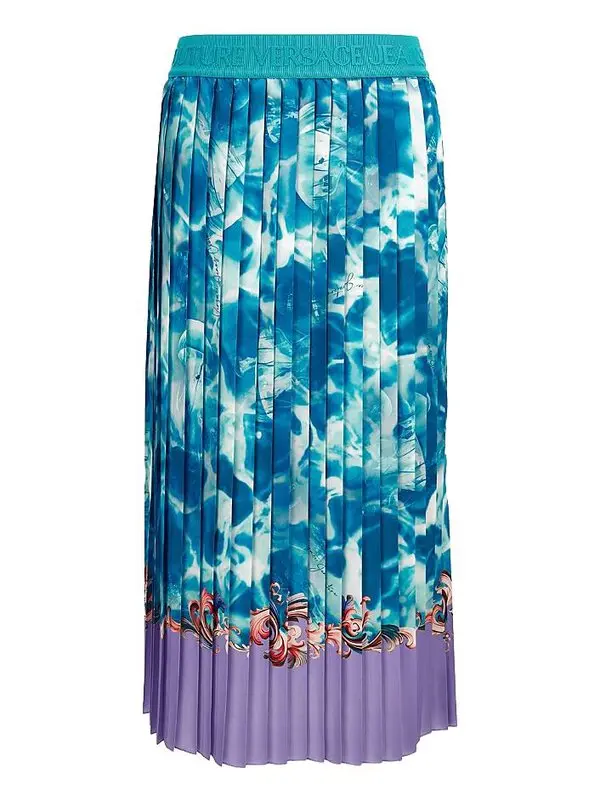 Versace Twill Printed Skirt - Aqua