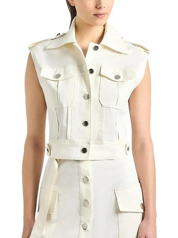Derek Lam 10 Crosby Illiana Stretch Twill Vest - Soft White