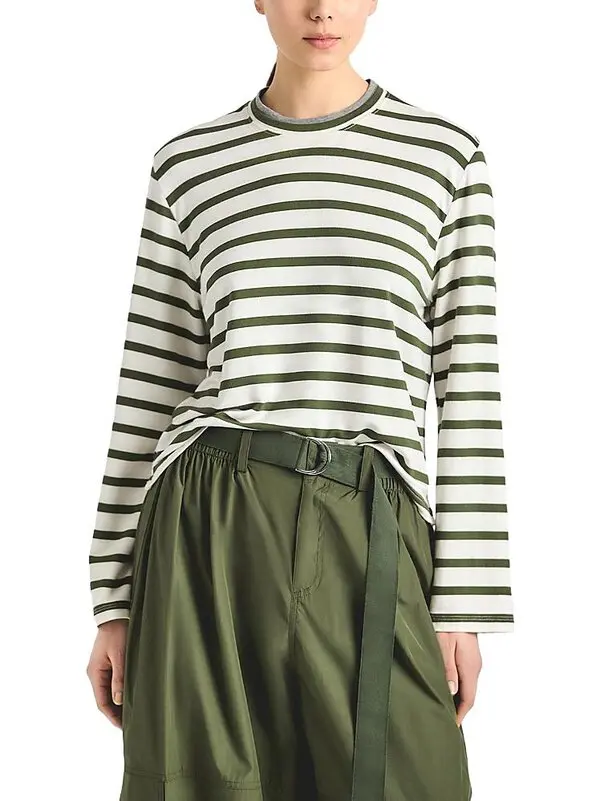 Derek Lam 10 Crosby Myrtha Striped Top - White/fatigue Stripe