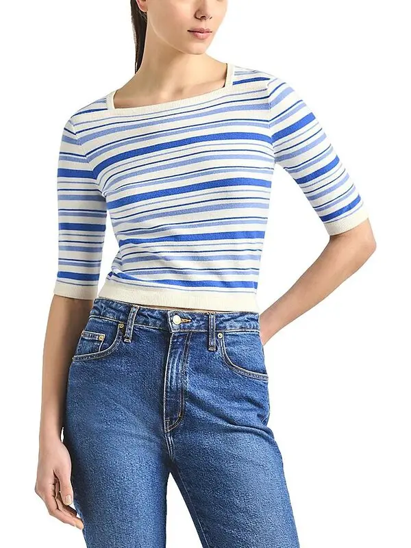 Derek Lam 10 Crosby Andora Stripe Tee - Cloud Blue